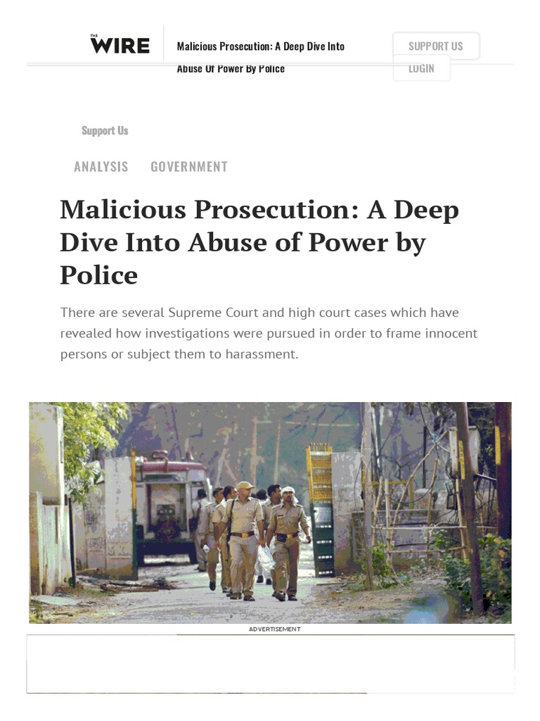 Malicious Prosecution - A Deep Dive Into Abuse of Power by Police | PDF ...