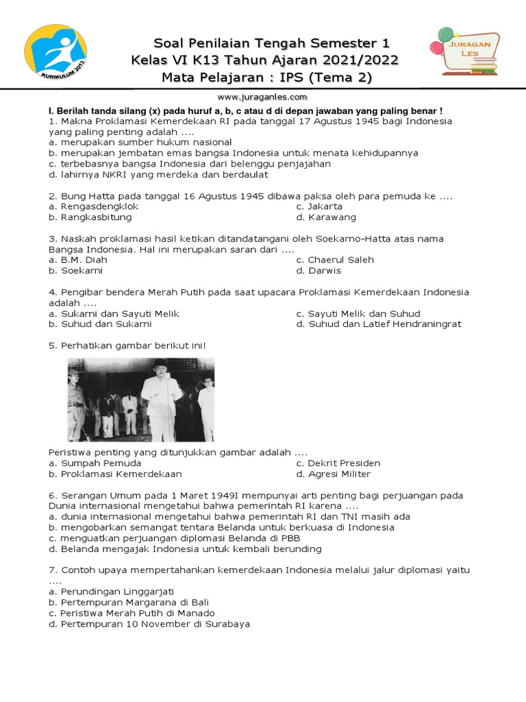 Soal IPS Kelas 6 Semester 1 (Tema2) 2021 | PDF