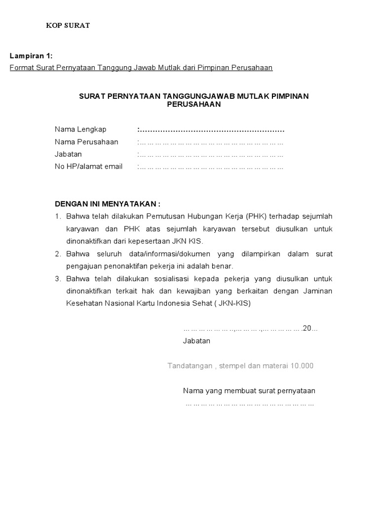 Form Non Aktif Peserta Ppu BPJS Kesehatan | PDF