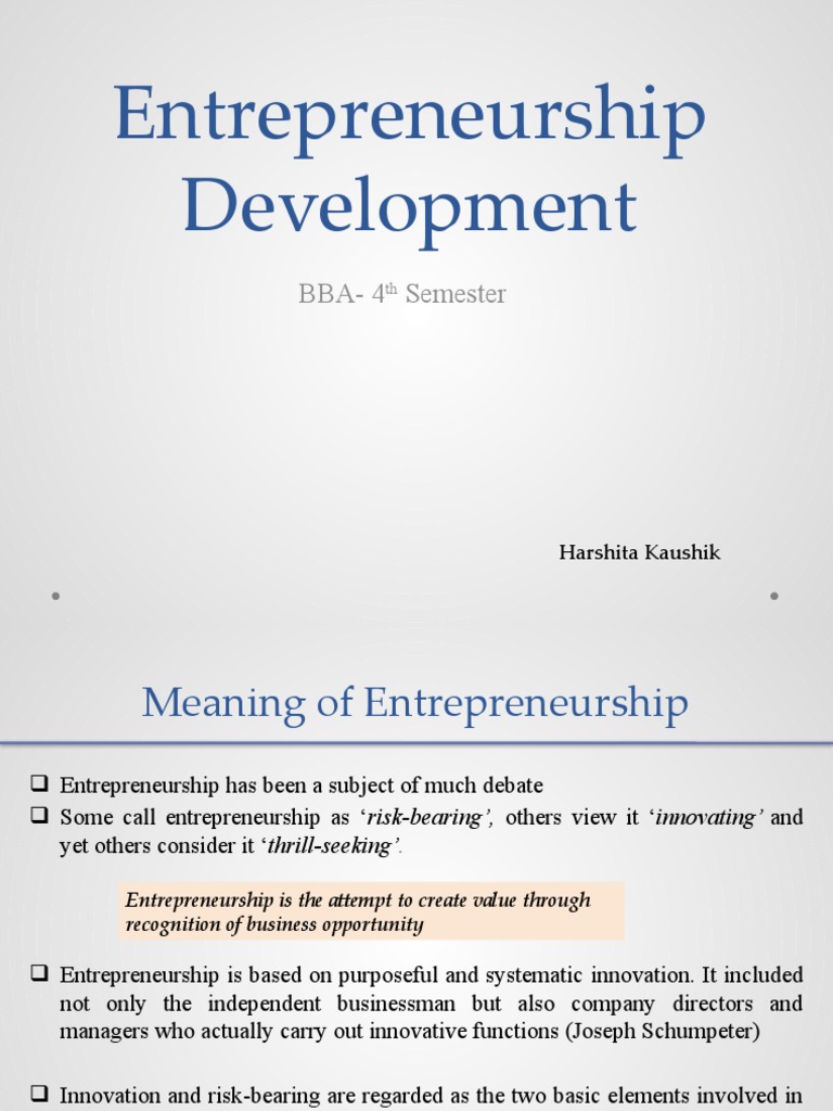 ED - Unit 1 | Download Free PDF | Entrepreneurship | Economics