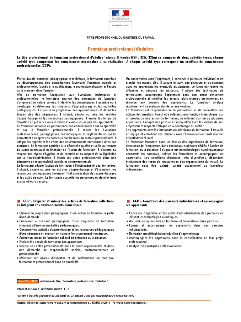 Certification FPA et remédiation en formation | PDF | Facilitateur ...