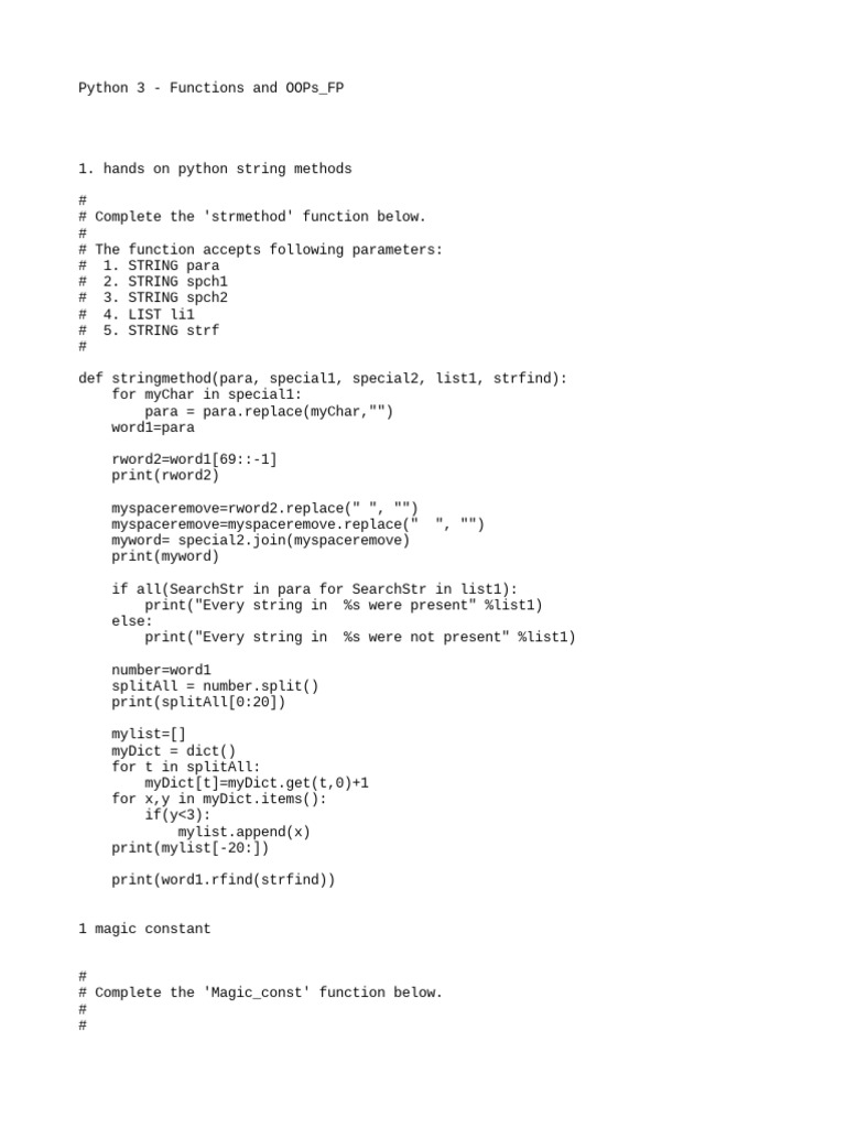 Python 3 Functions and OOPs FP | PDF | Function (Mathematics) | Parameter (Computer Programming)