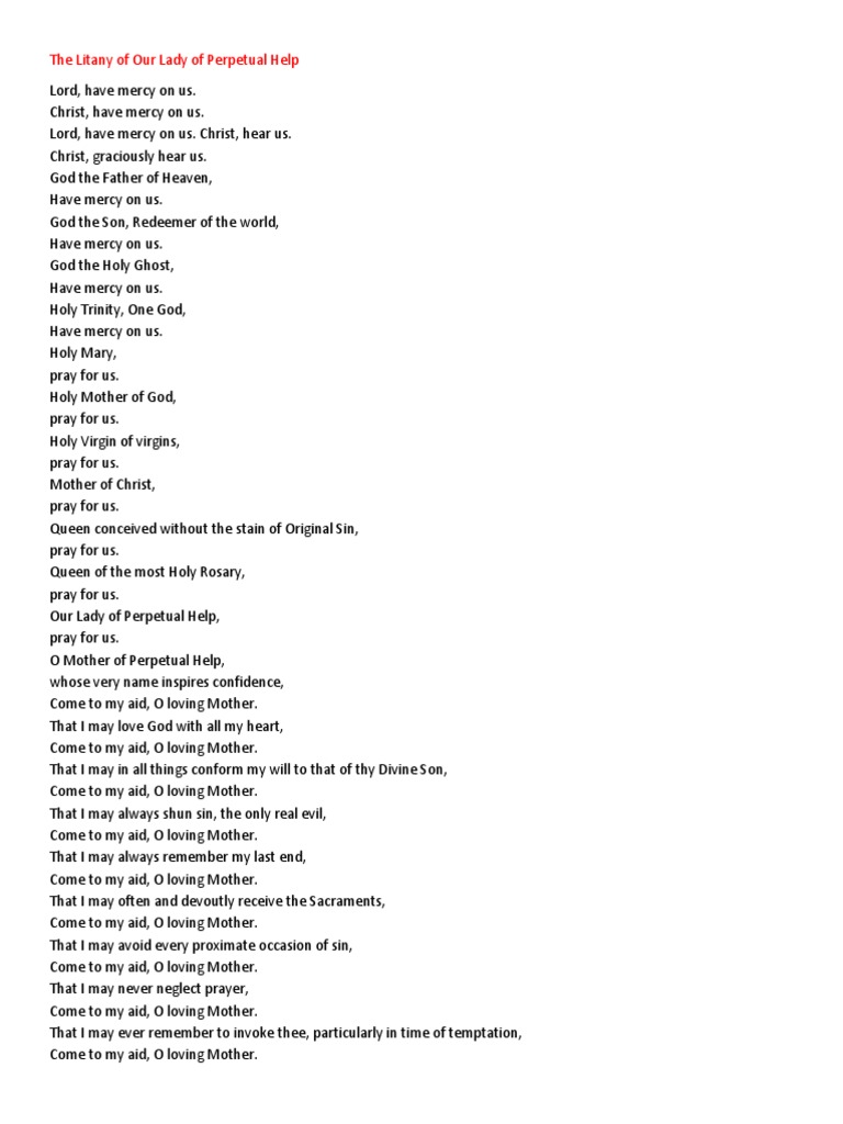 Litany of Our Lady of Perpetual Help | PDF | Religious Belief And ...