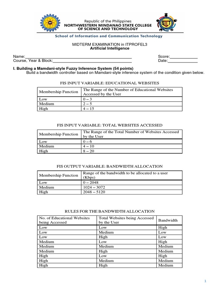 Mamdani Fuzzy System for Bandwidth | PDF | Fuzzy Logic | Cybernetics