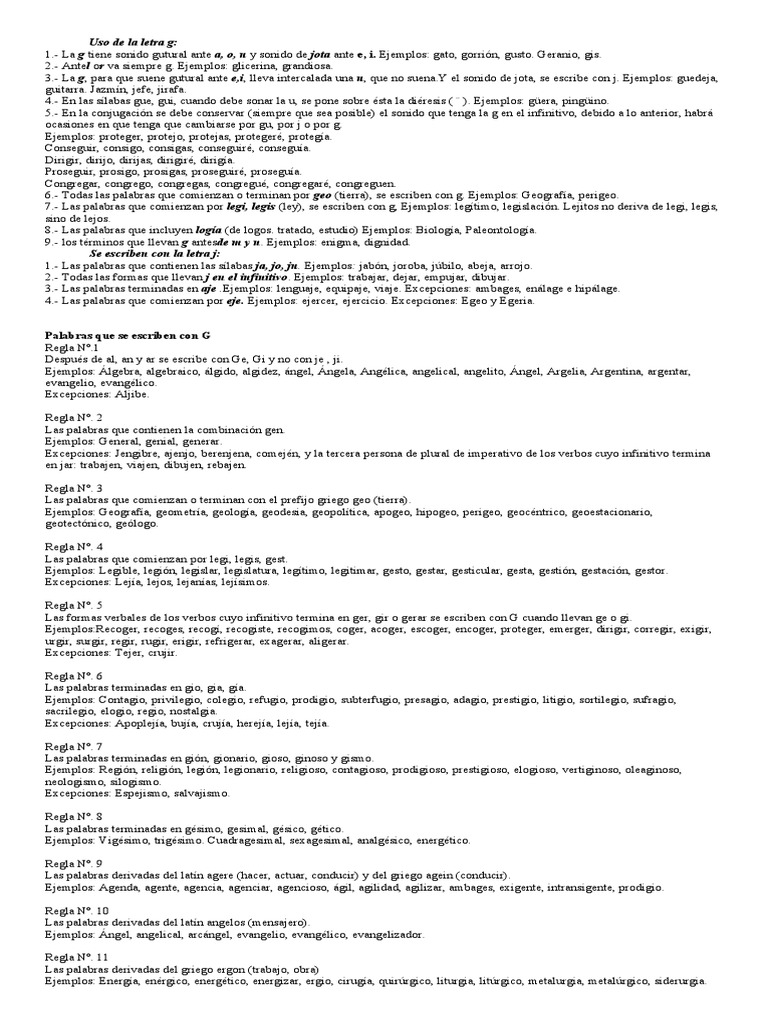 Uso de La Letra G | PDF | Adverbio | Lingüística