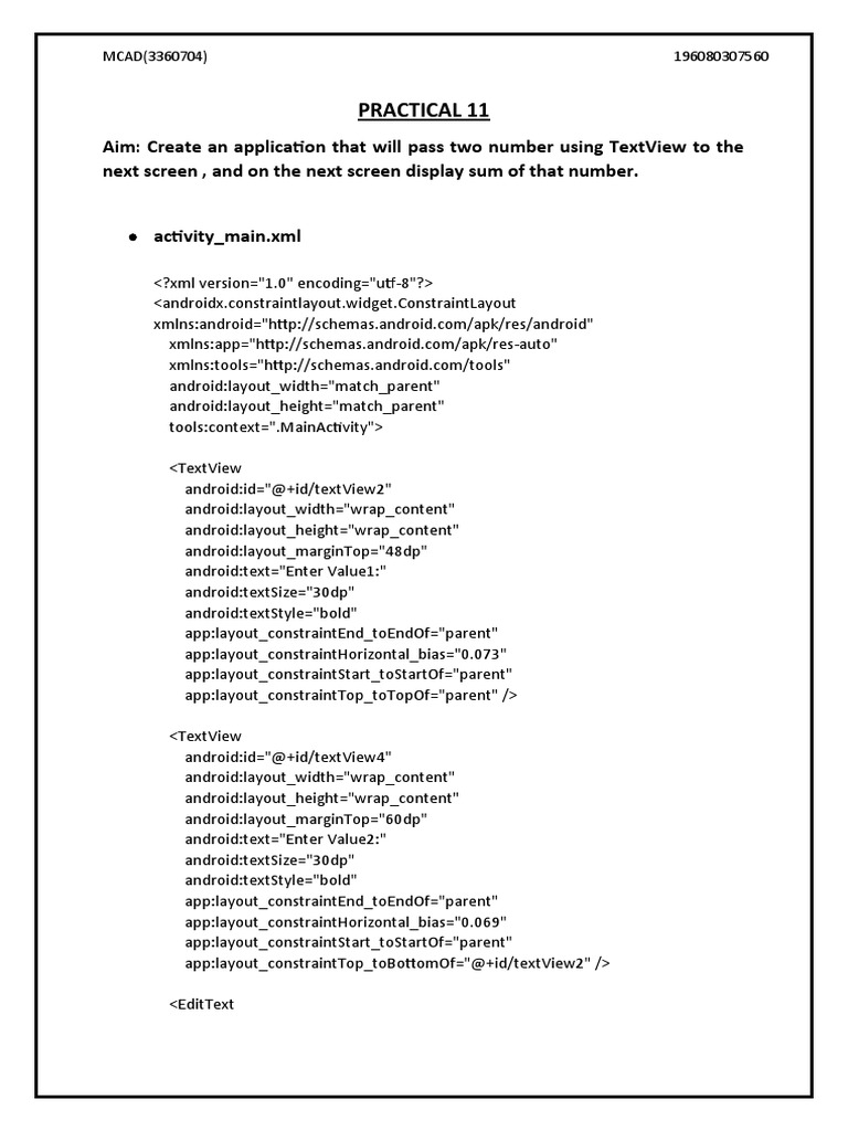 Calculate Sum of Two Numbers App | PDF | Android (Operating System ...
