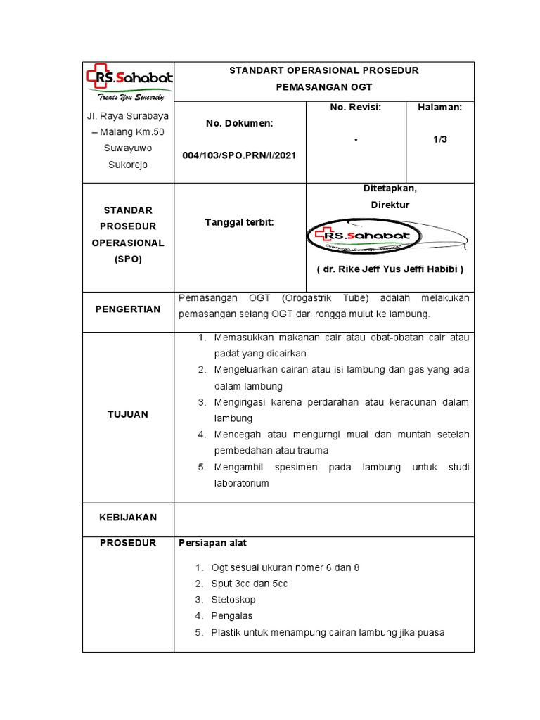 Pemasangan OGT | PDF