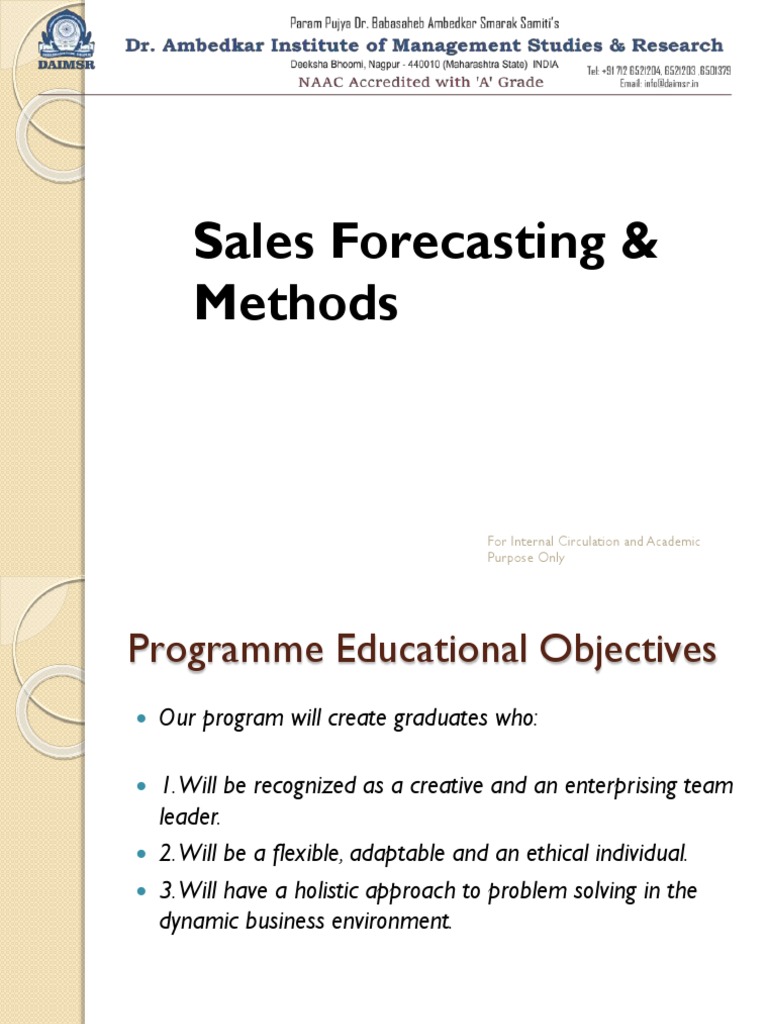 Sales Forecasting And Methods Pdf Forecasting Quantitative Research