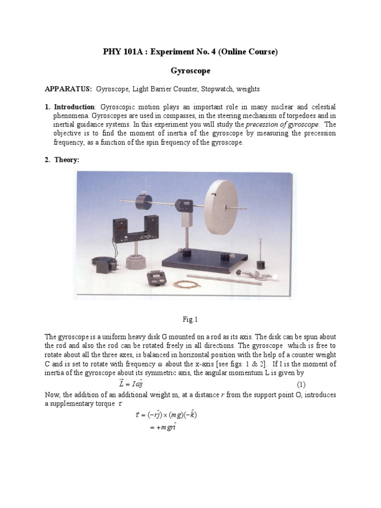 Gyroscope Pdf Rotation Around A Fixed Axis Gyroscope