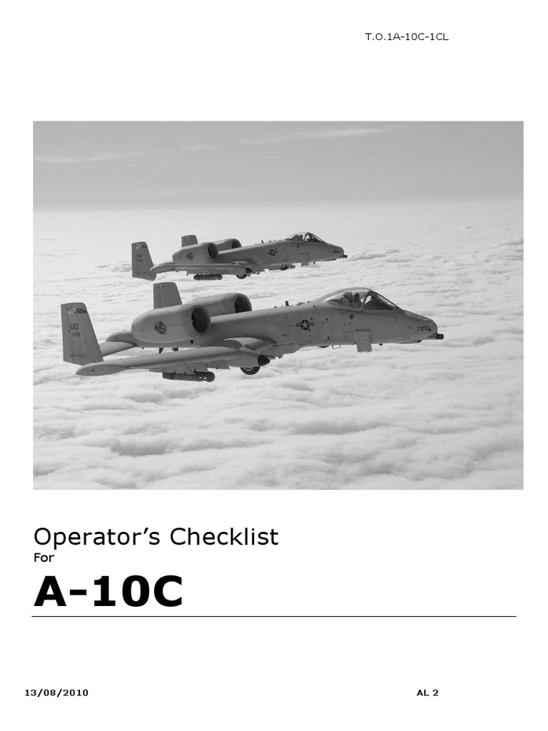 Operator's Checklist: T.O.1A-10C-1CL | PDF | Takeoff | Landing Gear