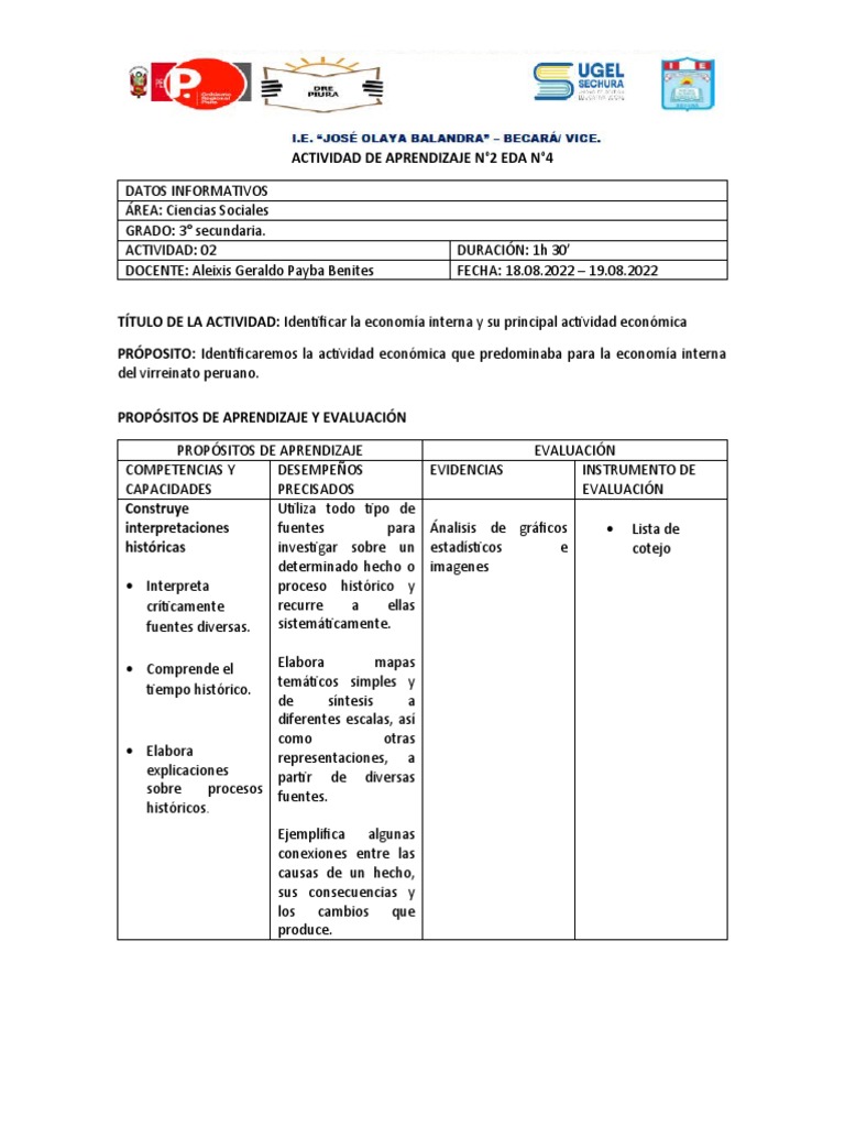 Actividad de Aprendizaje Job Act. 03 - Eda 4 de 3B CCSS Aleixis Payba | PDF | Evaluación ...