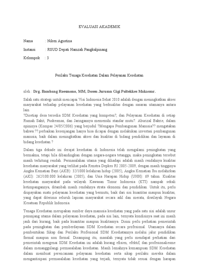 Contoh Evaluasi Akademik | PDF