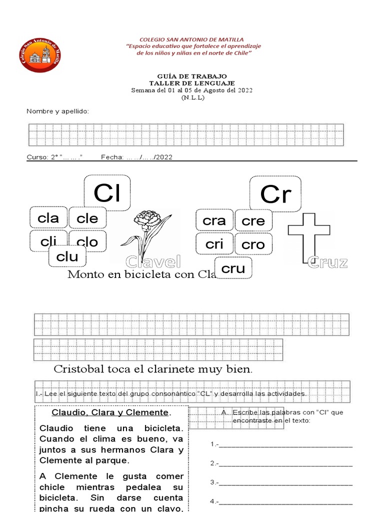 Actividades con grupos consonánticos CL y CR | PDF