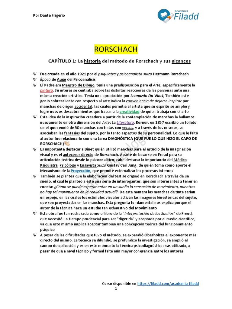 Test de Rorschach - Capitulos 1 y 2 | PDF | Psicoanálisis | Inteligencia