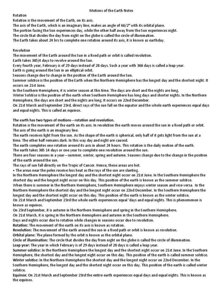 Earth's Rotation and Revolution | PDF | Night | Earth
