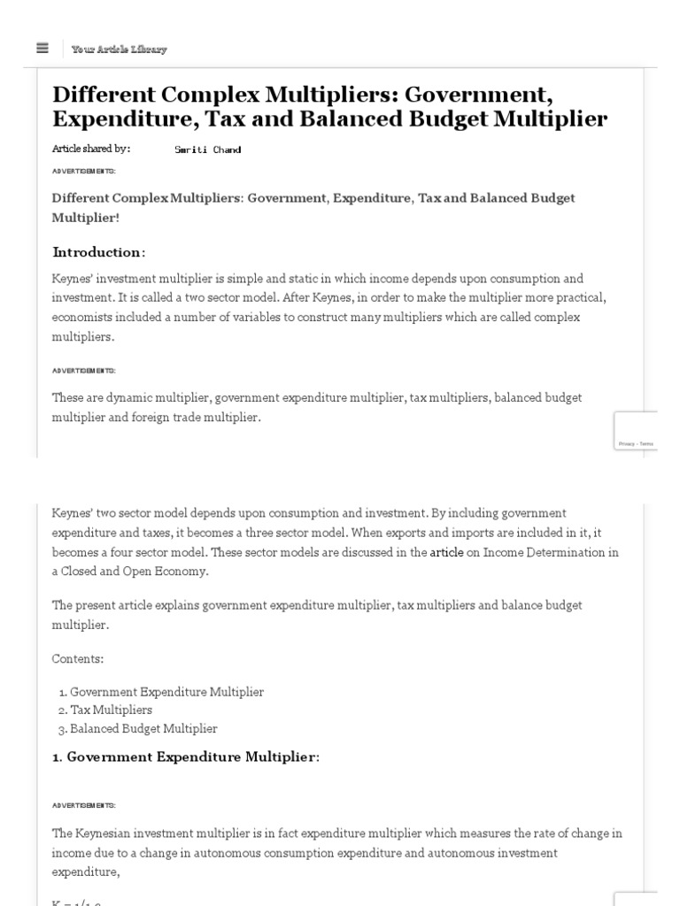 Different Complex Multipliers_ Government, Expenditure, Tax and ...