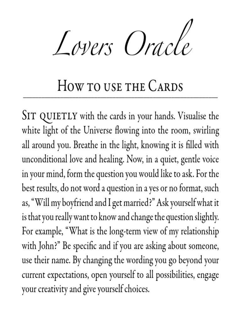 Lovers Oracle Booklet Sample | PDF | Cognition | Cognitive Science