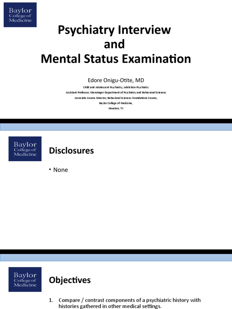 Psychiatric Interview and Mental Status Exam | PDF | Psychiatry | Illusion