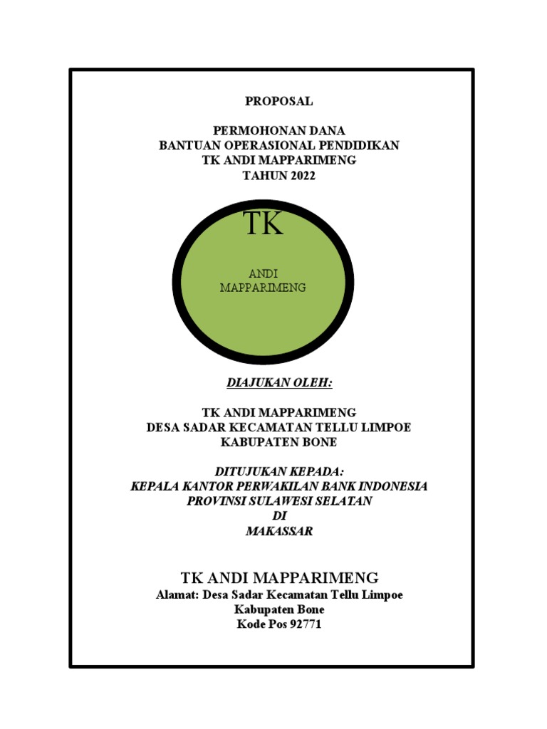 Proposal TK ANDI MAPPARIMENG | PDF