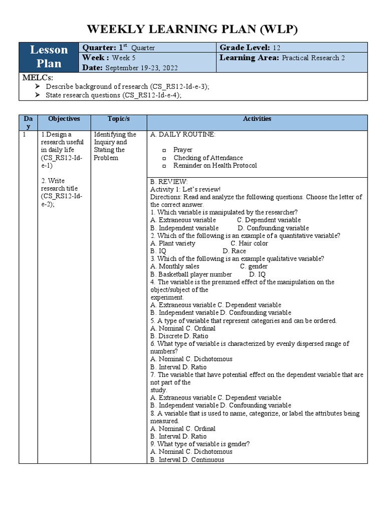 Identifying Variables in Research: An Analysis of Variables Through Practical Examples | PDF ...