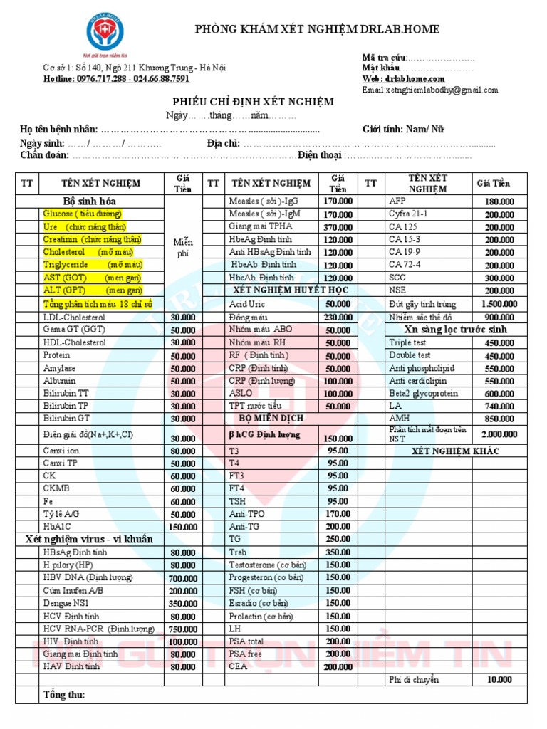 Phieu Chi Dinh | PDF