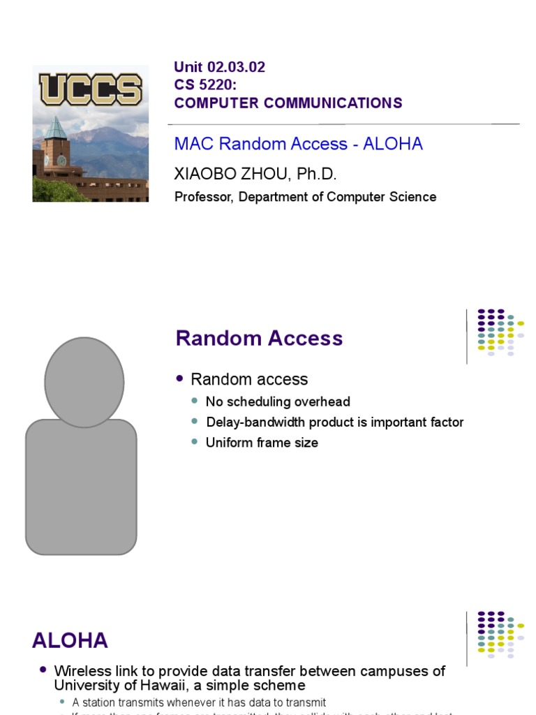 MAC Random Access - ALOHA: Unit 02.03.02 CS 5220: Computer ...