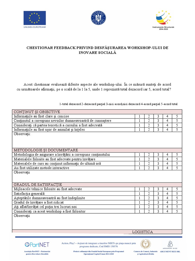 Chestionar Workshop | PDF