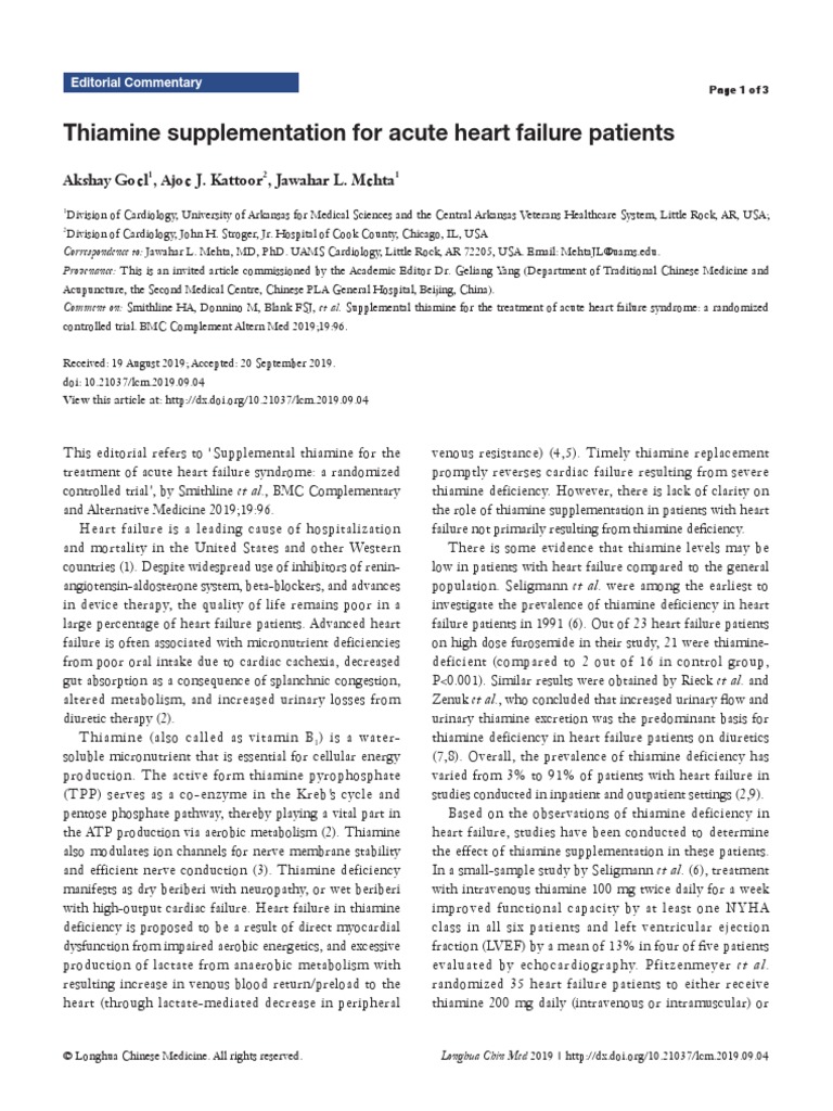 2019 - Sep-Thiamine Supplementation For Acute Heart Failure Patients ...