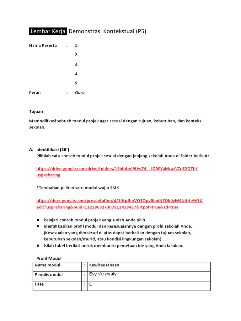 Lembar Kerja P5 | PDF