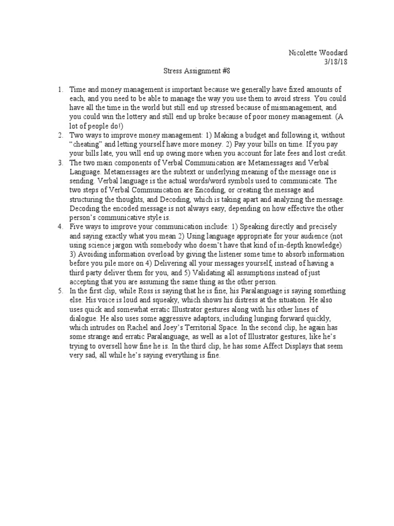 Stress Assignment 8 | PDF | Communication | Code