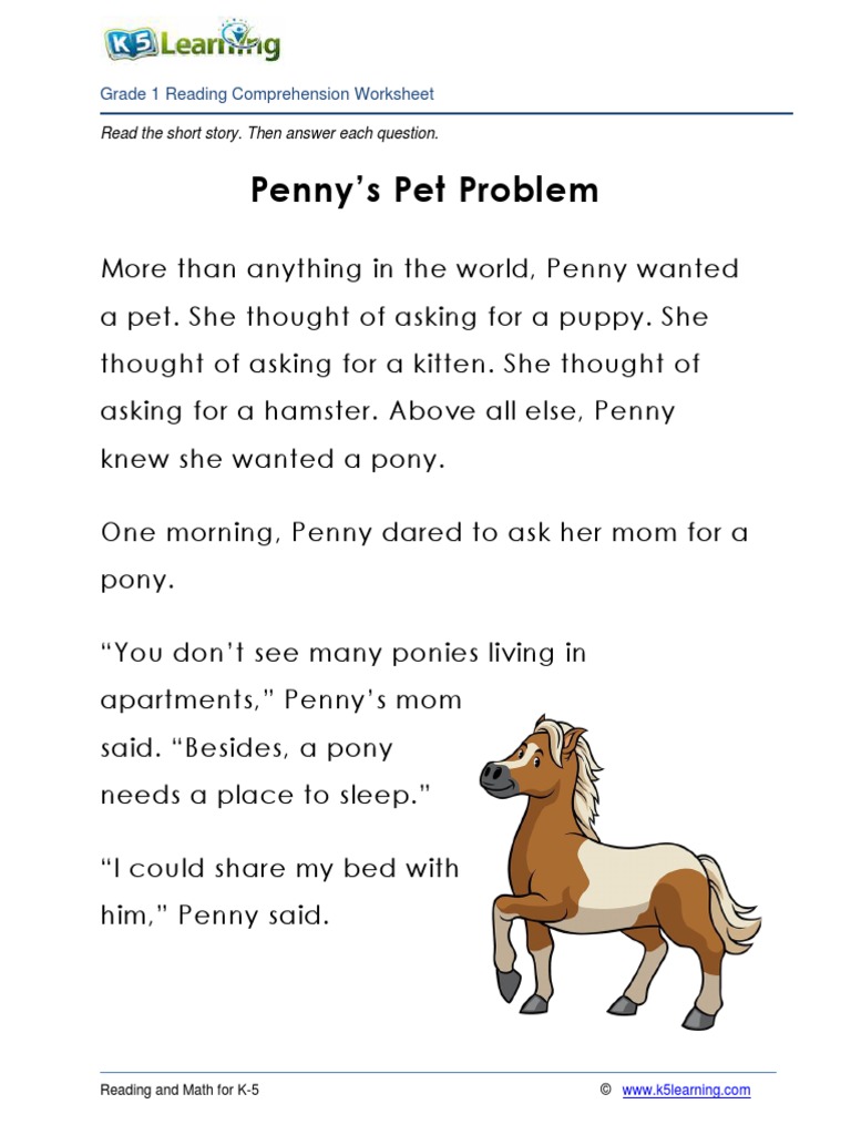 Grade 1 Story Pennys Pet Problem | PDF