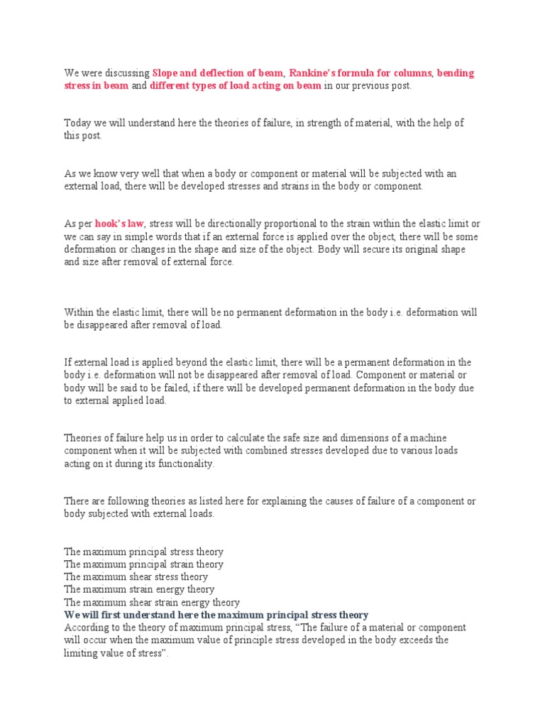 Maximum Principal Stress Theory Explained | PDF | Deformation ...