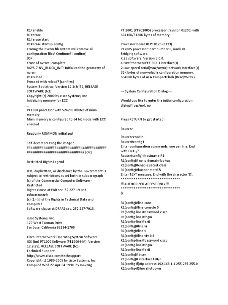 Lab 1.5.2 - Basic Router Configuration | PDF | Data Transmission | Network Layer Protocols