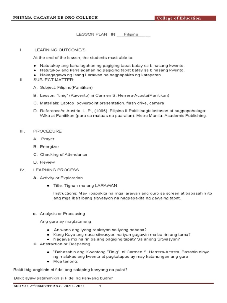 Claycel Labadan Cervantes Lesson Plan Format 2 1 | PDF