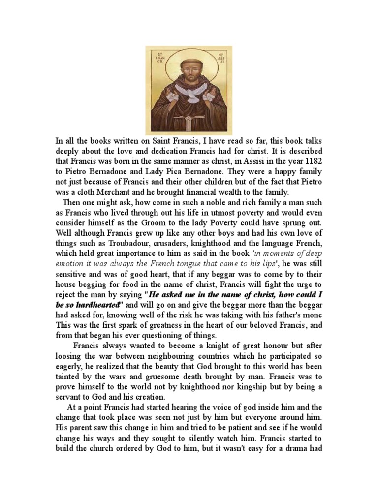 article on My God and My All | PDF | Francis Of Assisi