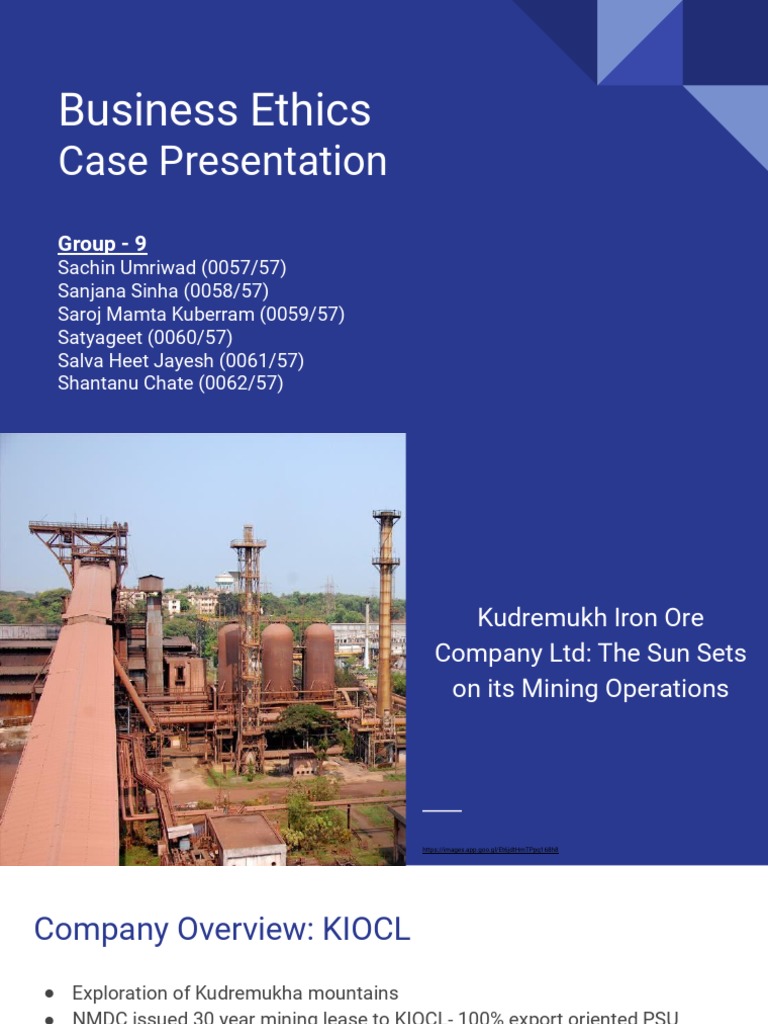 Business Ethics - KIOCL | PDF | Mining | Natural Environment