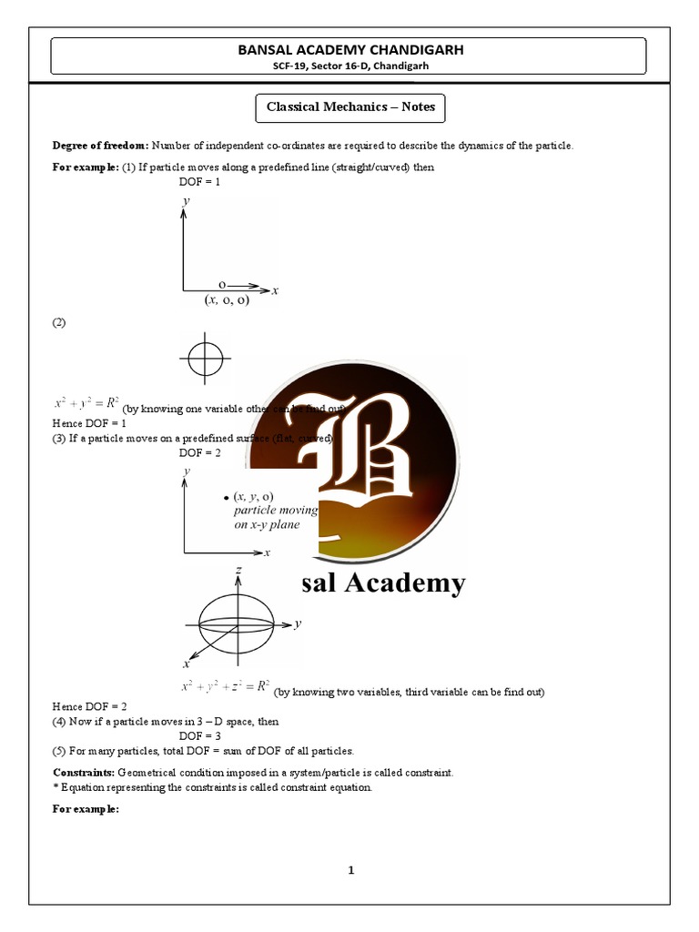 Classical Mechanics - Notes | PDF | Lagrangian Mechanics | Hamiltonian ...