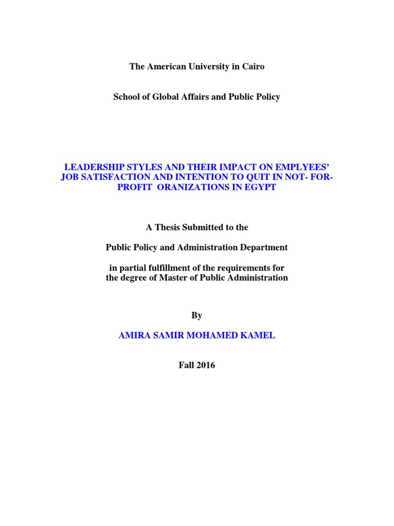 Amira Final Thesis Jan 15 2 PM | PDF | Leadership | Job Satisfaction