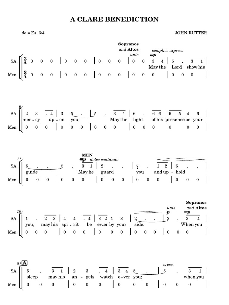 Clare Benediction Sheet Music | PDF | Choral Music | Vocal Music