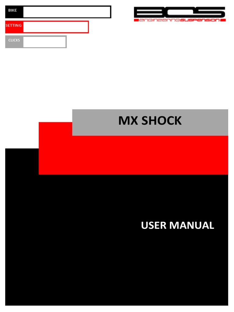 Bos 2017 MX Shock Manual en | PDF | Mechanical Engineering | Manufactured Goods