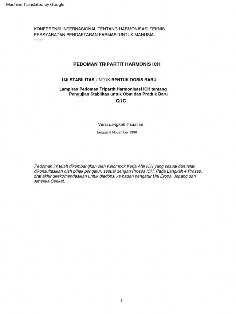 Q1C Guideline TERJEMAHAN | PDF