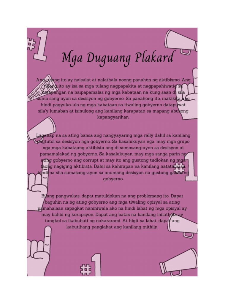 Mga Duguang Plakard | PDF