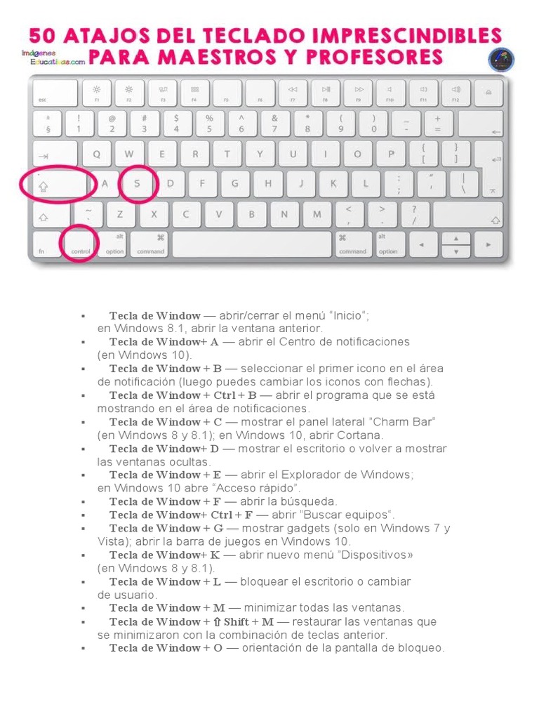 50 Atajos de Teclado en Windows | PDF | Ventana (informática) | Windows 10
