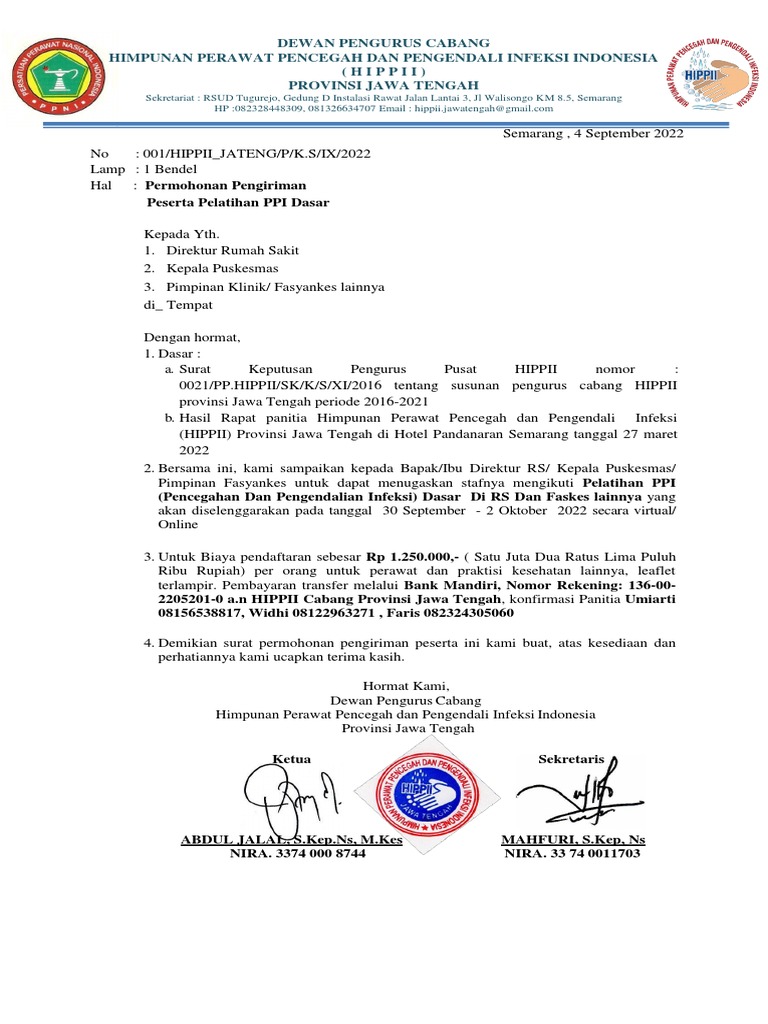 Surat Permohonan Pelatihan Ppi Rs-1 | PDF