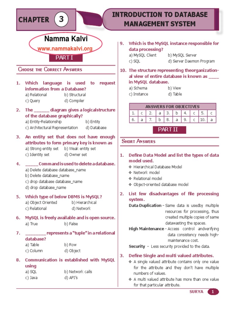 Namma Kalvi 12th Computer Applications Chapter 3 Surya Guide | PDF ... Namma Kalvi 12th Computer Applications Chapter 3 Surya Guide | PDF ...