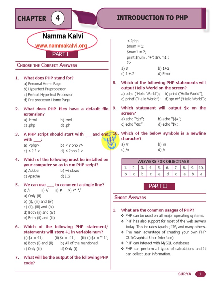 Namma Kalvi 12th Computer Applications Chapter 4 Surya Guide em | PDF | World Wide Web ...