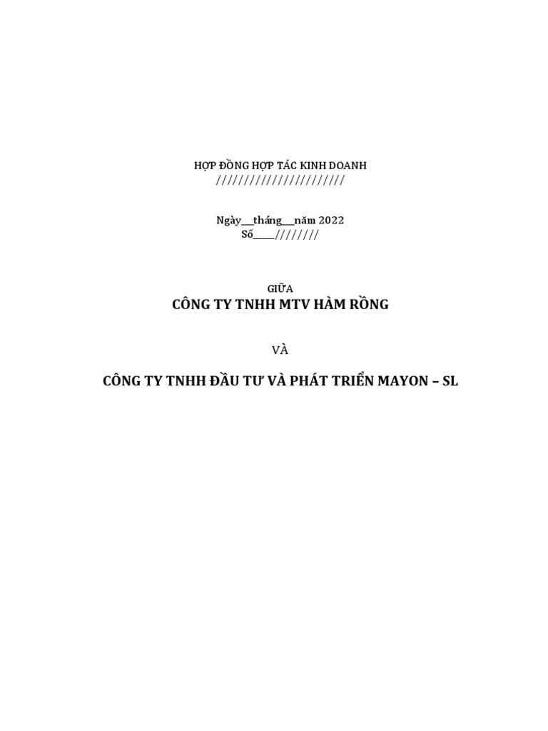 Hop Dong Hop Tac Du An Thuan An Binh Duong | PDF