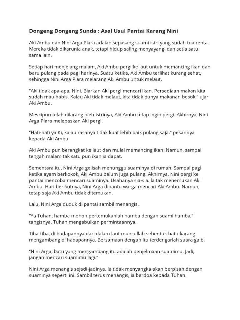 5cerita Rakyat Situ Bagendit - Dongeng Sunda | PDF
