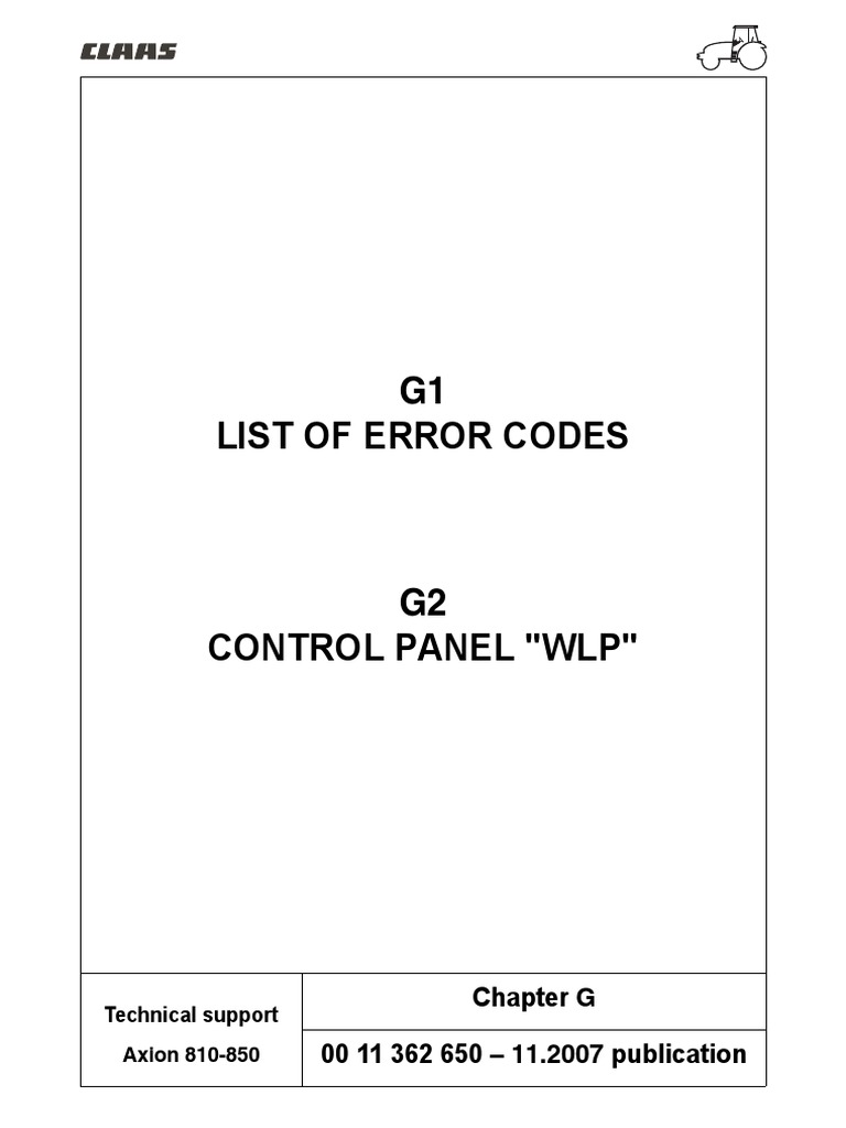 Coduri Eroare Claas Axion | PDF | Computing | Equipment