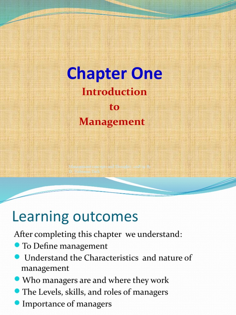 Introduction To Management Chapter I | PDF | Science | Thought